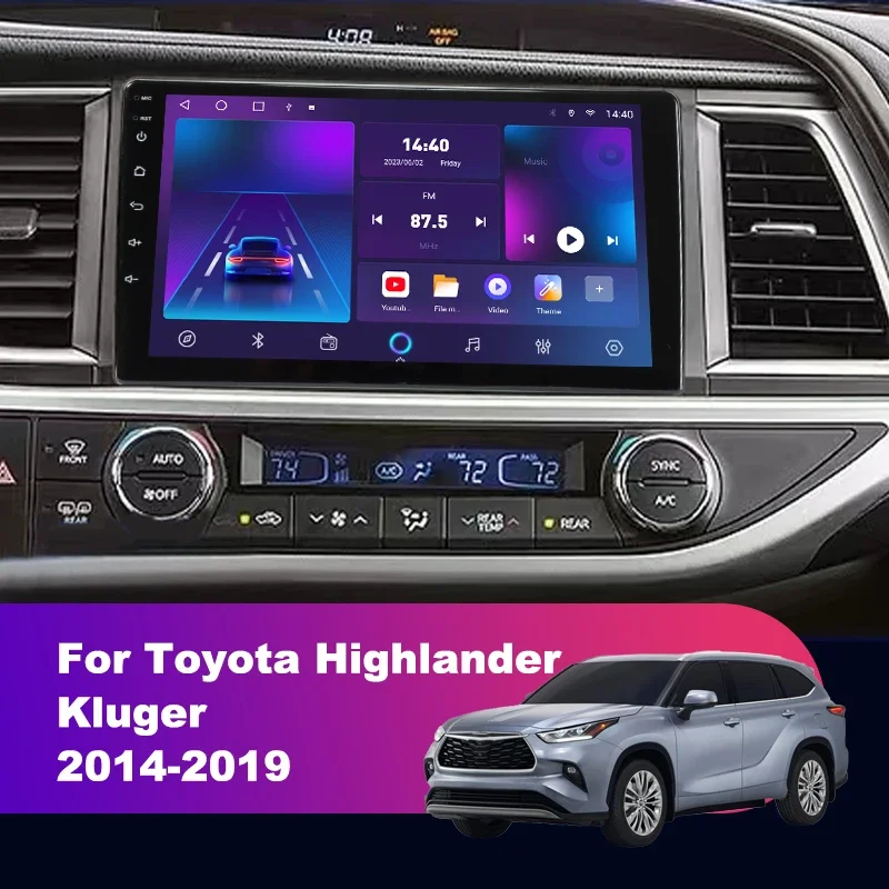 Android 12 Car Radio for Toyota Highlander Kluger 2014 2015 2016 2017 ...