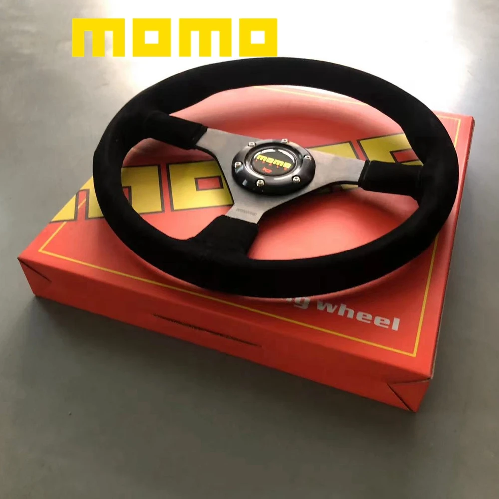 14Inch-Drift-Universal-MOMO-Racing-Steering-Wheel-Car-Suede-Leather-JDM ...