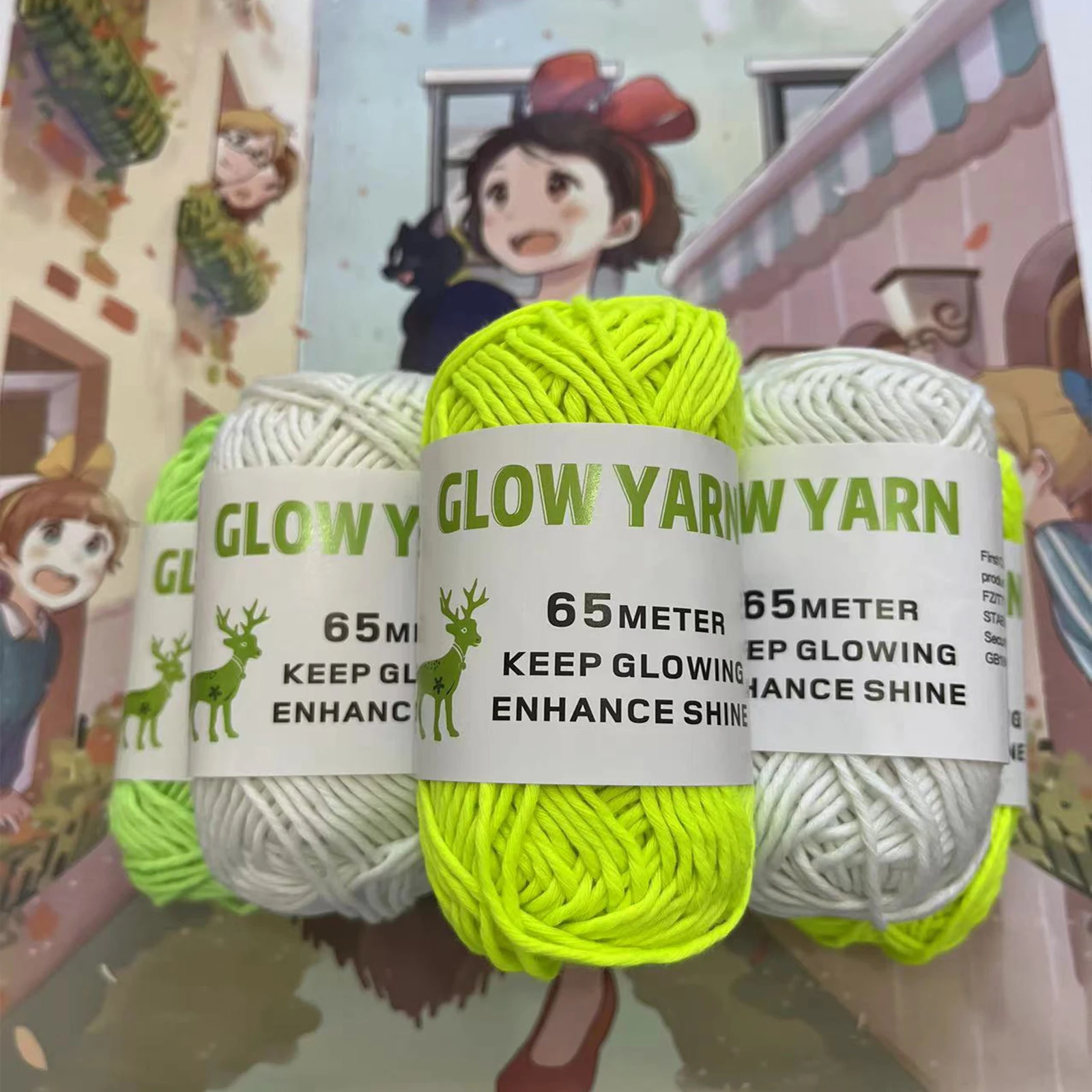 1-6pcs Luminous Knitting Yarn Glow in the Dark Glow Thread 65 Meters ...