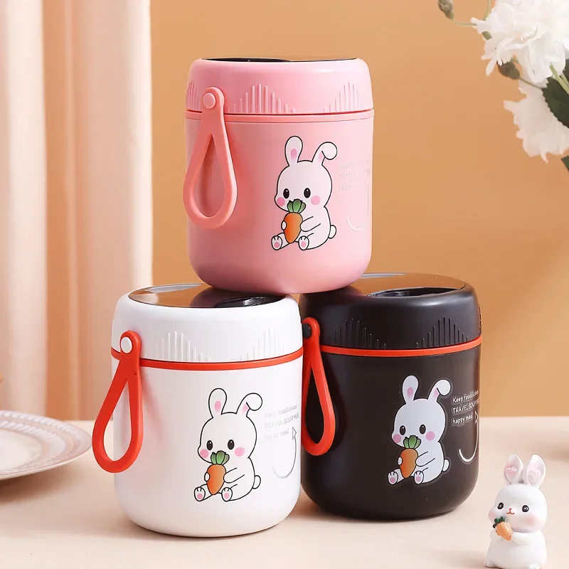 Kawaii rabbit Lunch Box 304 Stainless Steel Thermal Bento BoxBreakfast ...