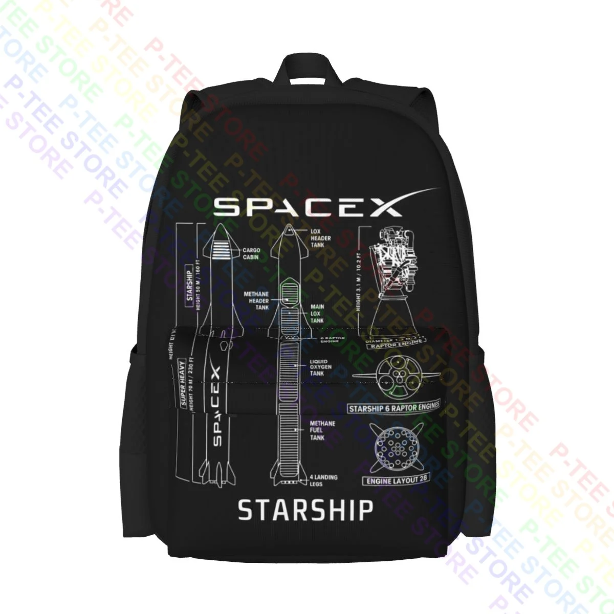 Spacex-Starship-Blueprint-Large-Capacity-Backpack-Bookbag-Softback-Gym ...