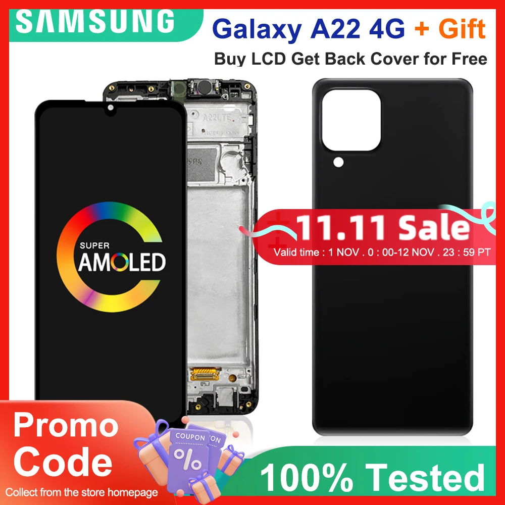 100% New Amoled For Samsung Galaxy A22 4g A225f A225f/ds A225 Lcd Touch ...