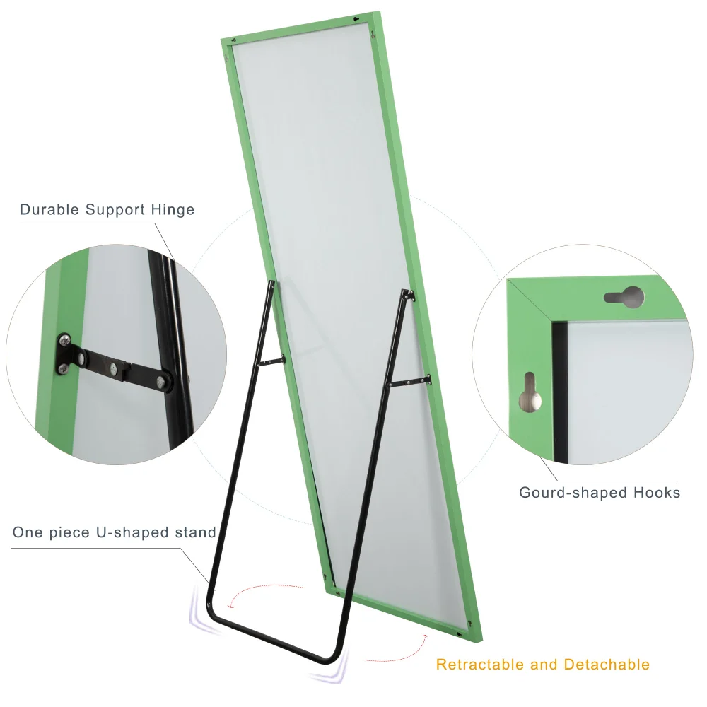 NeuType Full Length Rectangular Standing Floor Mirror with Aluminum ...