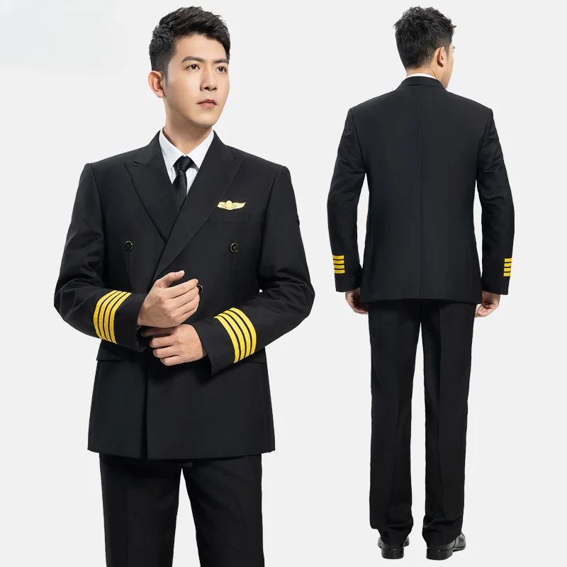 Captain-Uniform-Male-Aviation-Suit-Pilot-Suit-Dress-Jacket-Concierge ...