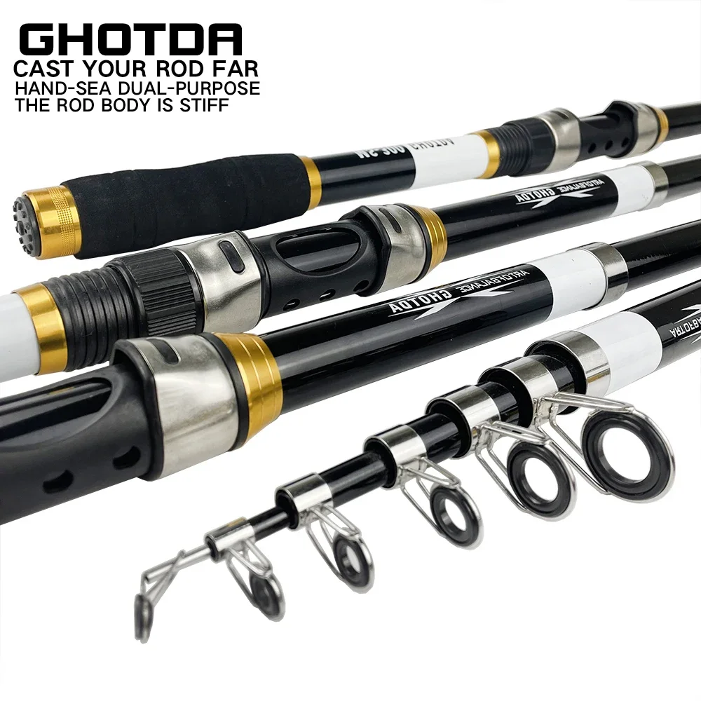 Fishing Rod 2.1-3.6m Or Carbon Telescopic Rod Combo Travel Spinning Rod ...