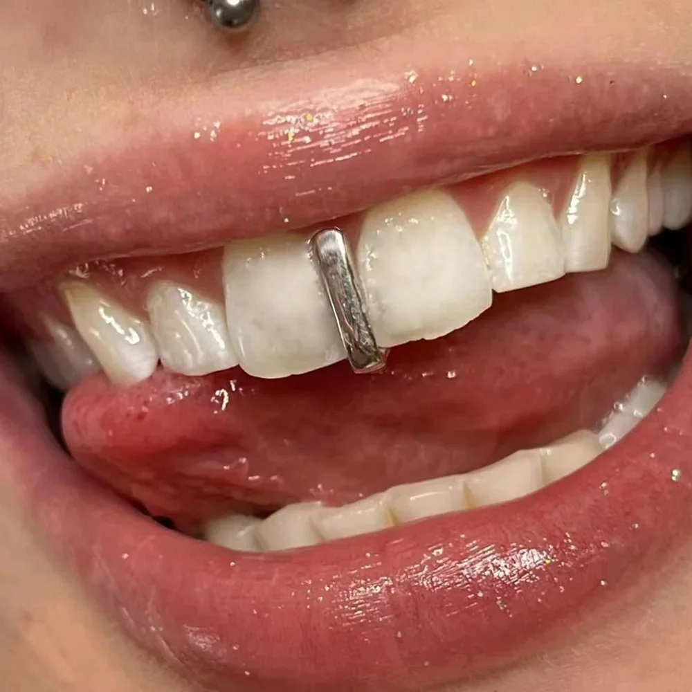 RACHELZ-Hip-Hop-Glossy-Single-Long-Stick-Teeth-Grillz-14K-Gold-Plated ...