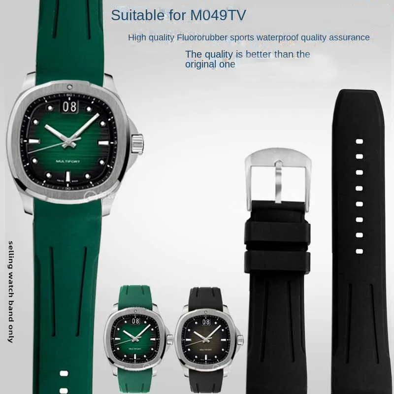 Curved-Waterproof-fluororubber-Watch-Strap-For-Mido-New-Multifort-TV ...