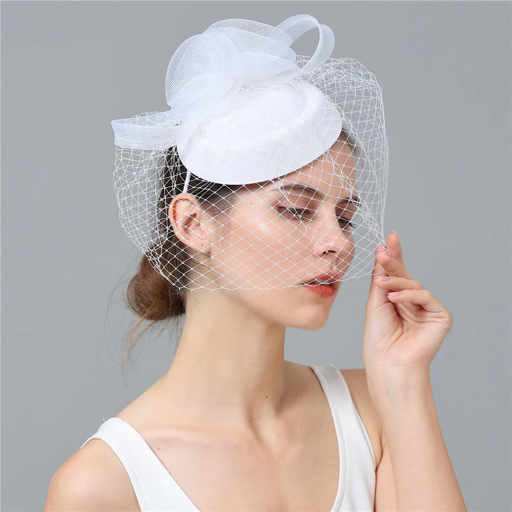 White hair fascinator store