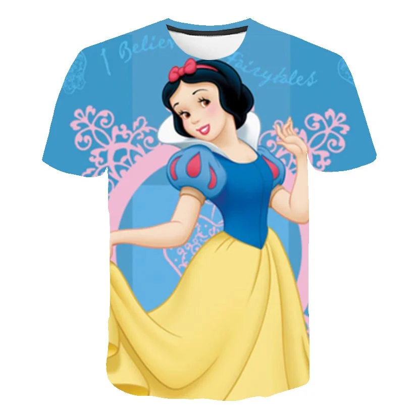 Children's Snow White Print T Shirts Summer Short sleeved Cartoon ...
