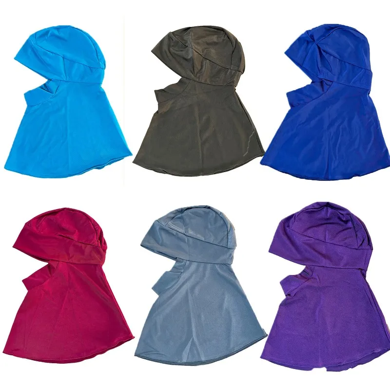 Solid Color Muslim Women Turban Caps Outdoor Sports Swimming Caps ...