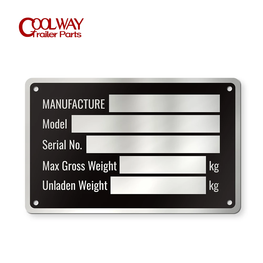 Blank or Engraved Aluminum Trailer ID Tag Vin Plate Serial GVWR Medical ...