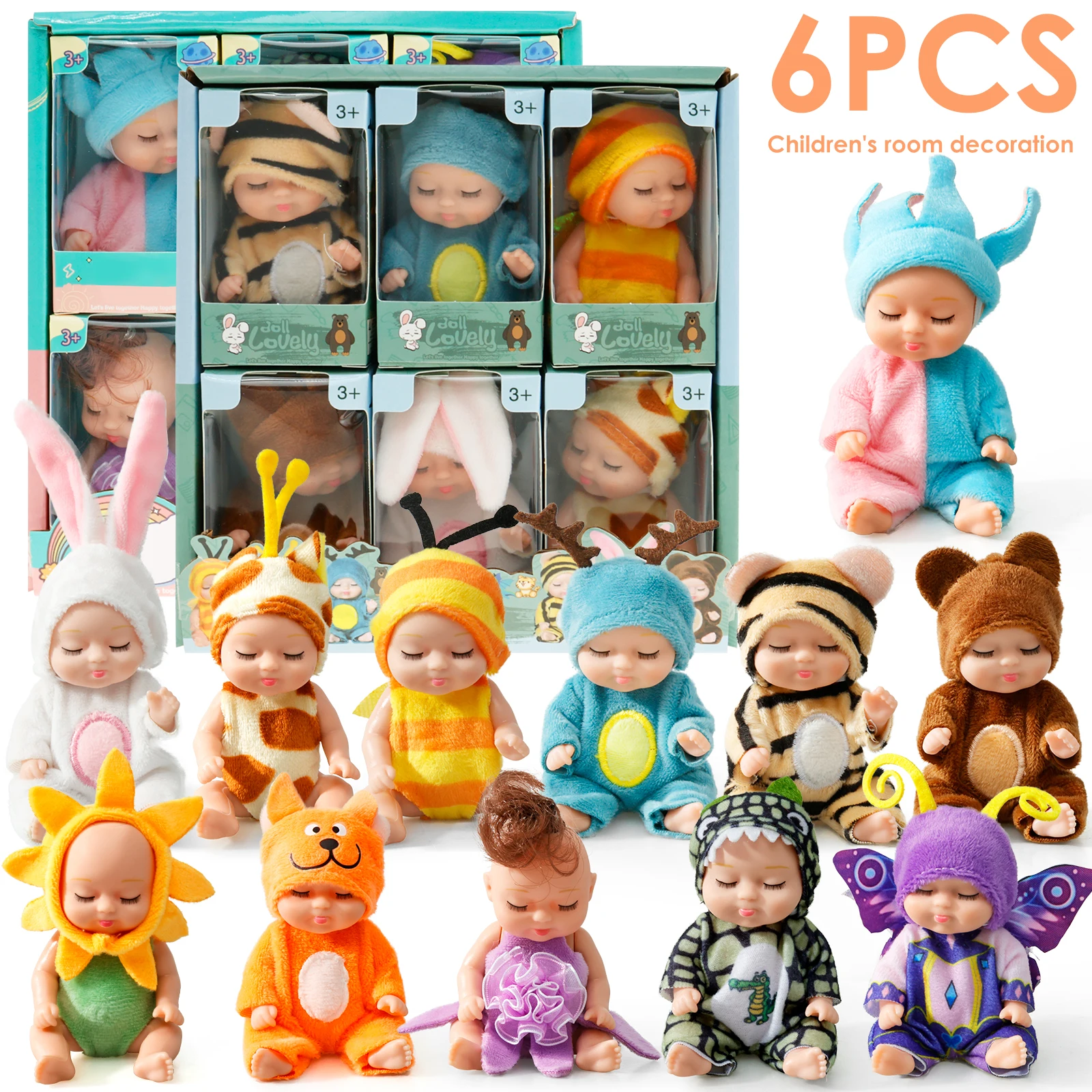 6-12Pcs Sleeping Mini Baby Dolls Reborn Lifelike Toys Cute Baby ...