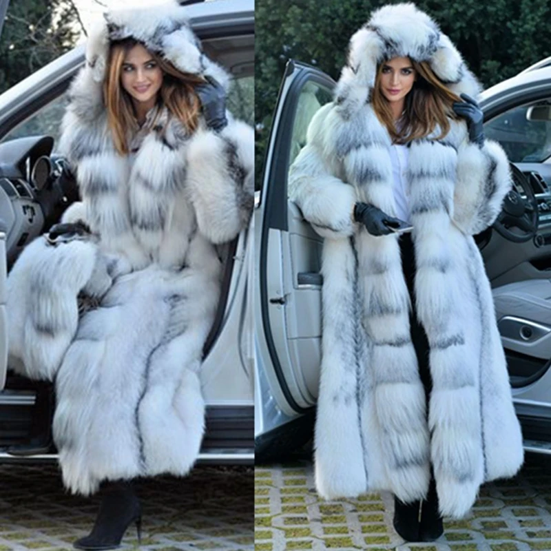 Women Faux Fur Coat Winterf Fashion Warm X-long Large Size Coats Solid ...