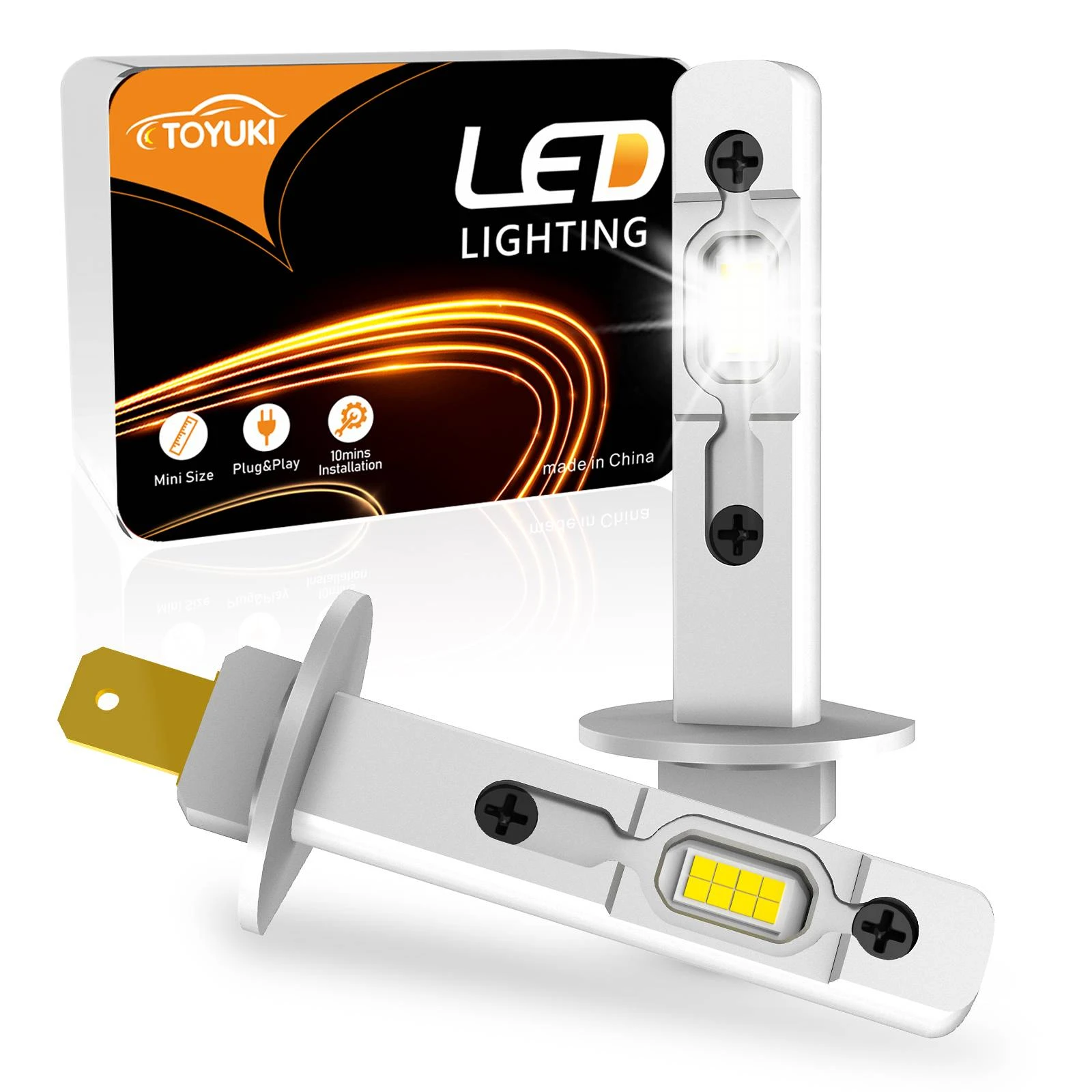 TOYUKI 2Pcs H1 Led Bulb Mini 1:1 Plug Play Fanless Car Led Lamp 16 Pcs ...