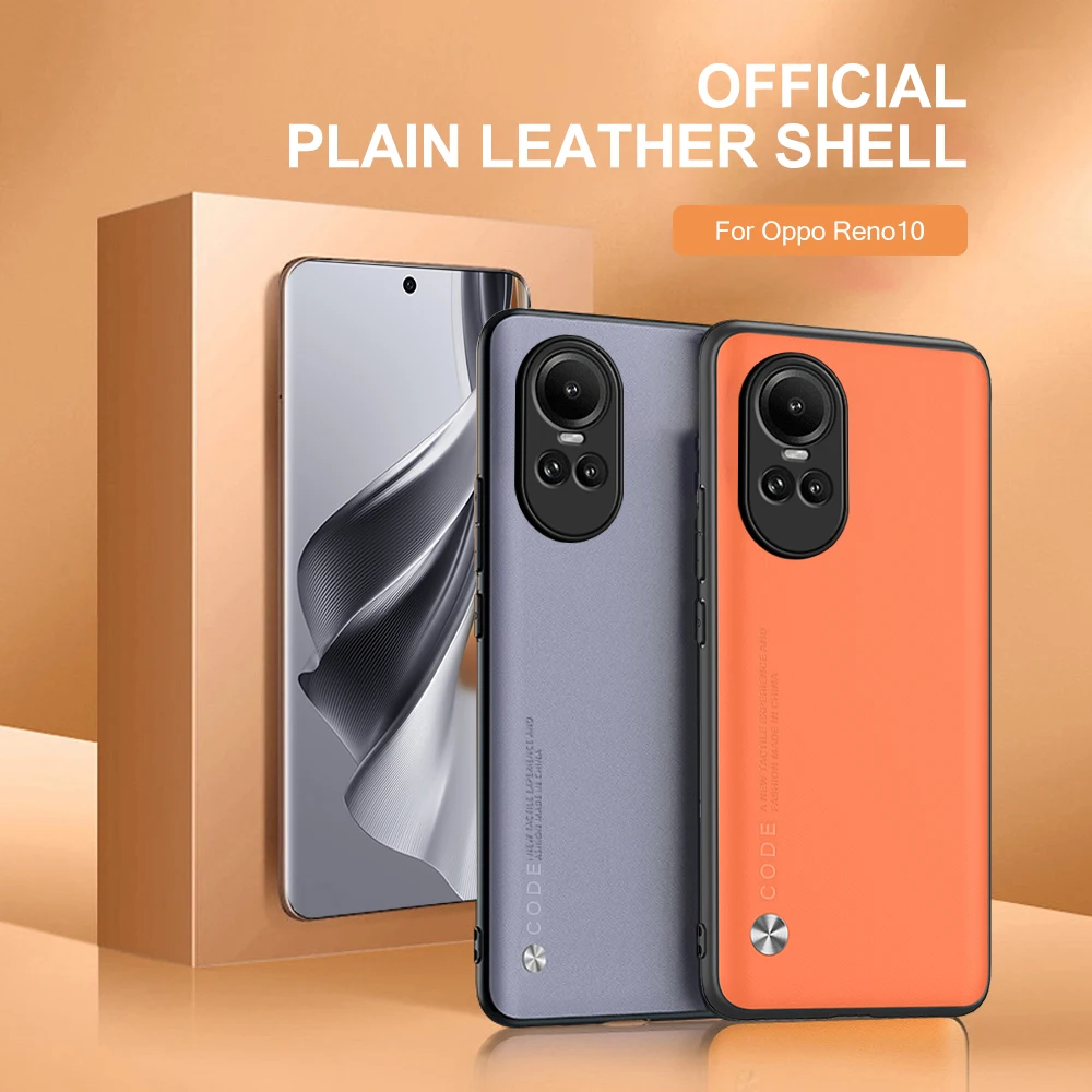 Plain-Skin-Leather-Back-Cover-For-Oppo-Reno10-5G-Case-Soft-Silicone ...