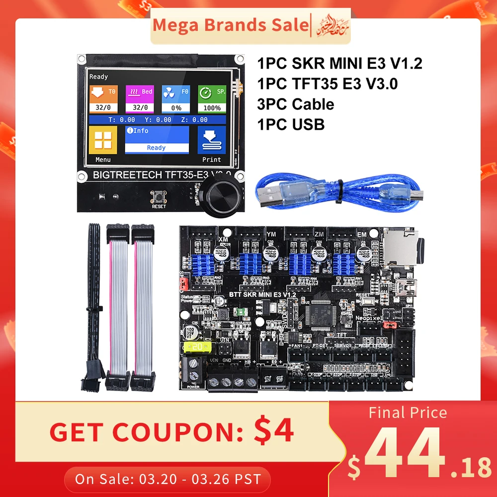 Bigtreetech Skr Mini E3 V1.2 Motherboard+tft35 E3 V3.0 Btt Tmc2209 Tmc2208 Mini E3 3d Printer ...