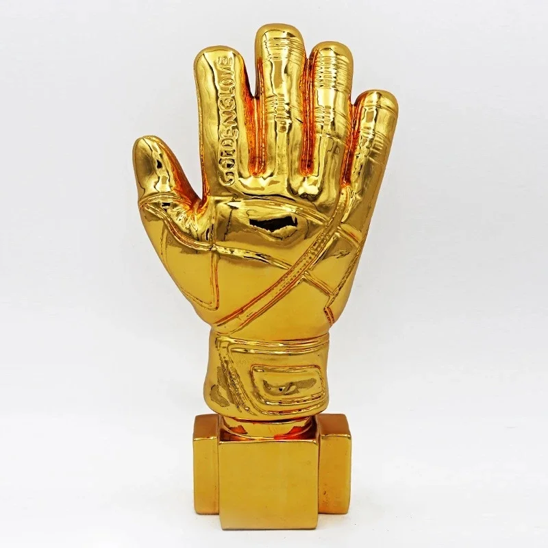 26cm Golden Football Goalkeeper Gloves Trophy Resin Crafts Best Gold ...