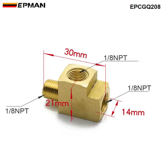 EPMAN Brass Pipe Fitting Barstock Street Tee T 3 Way NPT 1/8"F x 1/8" F x 1/8" Male Adapter ...