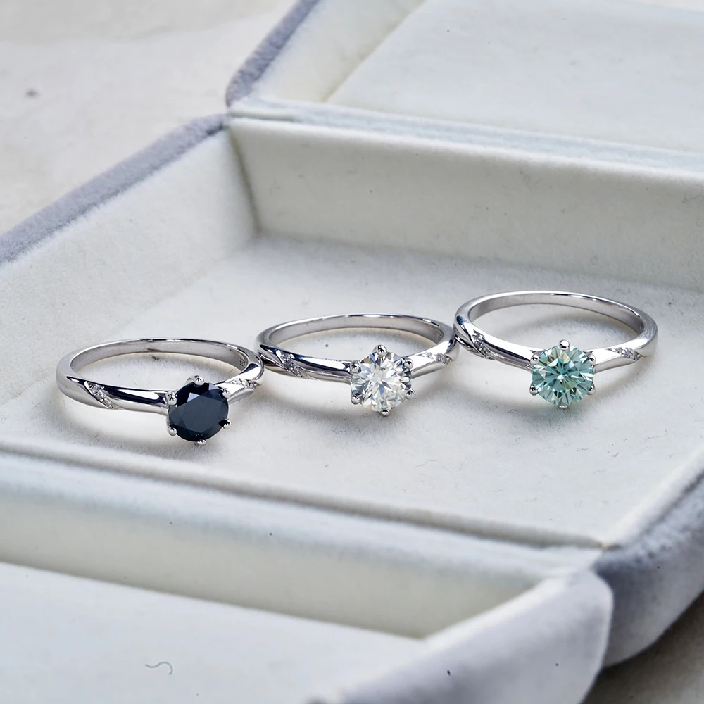 JoyceJelly-S925-Ring-With-1CT-D-Color-Moissanite-Diamond-Female ...