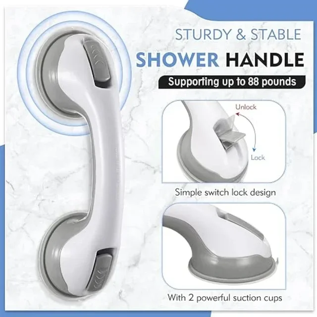 Shower safety handle double lock safety vacuum disc type anti-slip grip ...