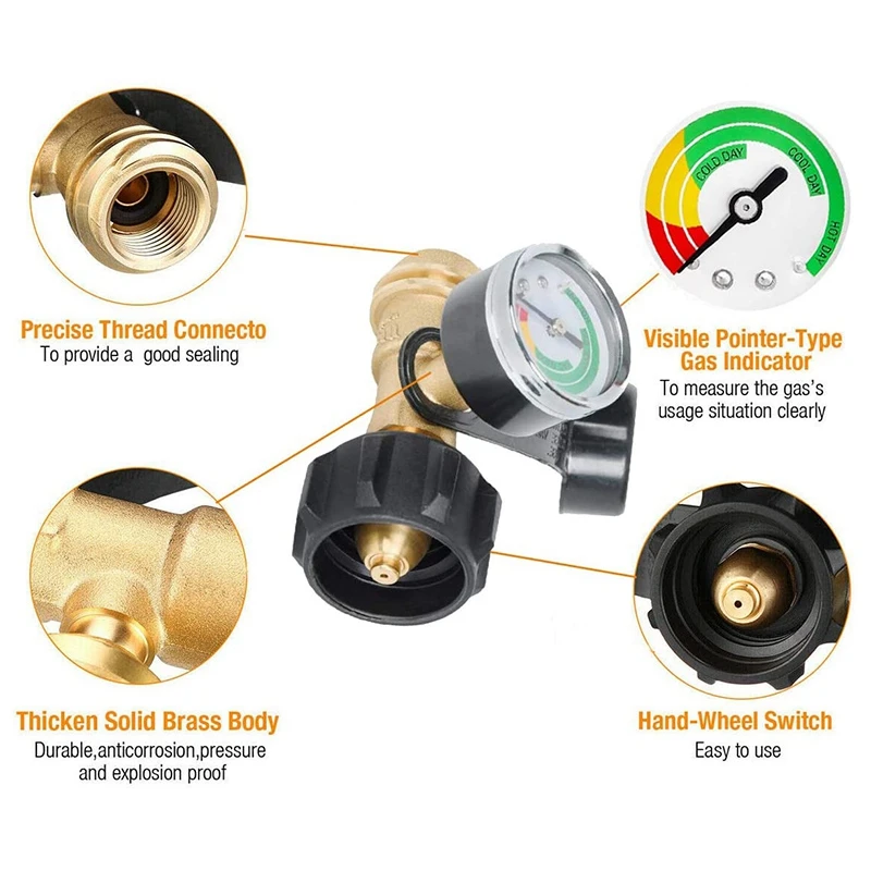 Propane Tank Gauge With POL Connection 5-100 LB Pressure Valve Propane ...