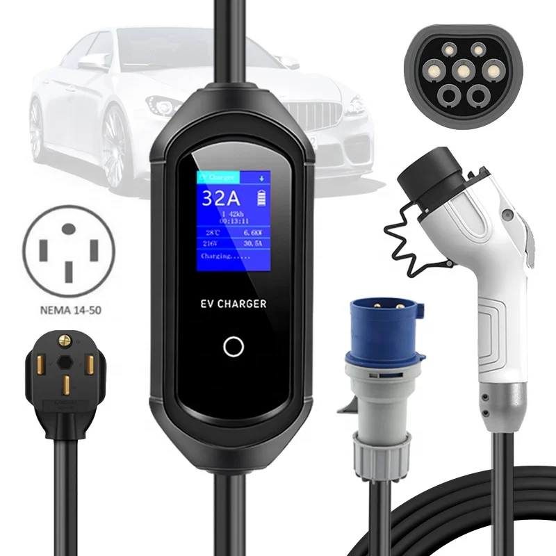 32A-Home-Emergency-EVSE-Charge-Point-Travel-Electric-Car-Charger-Cable ...