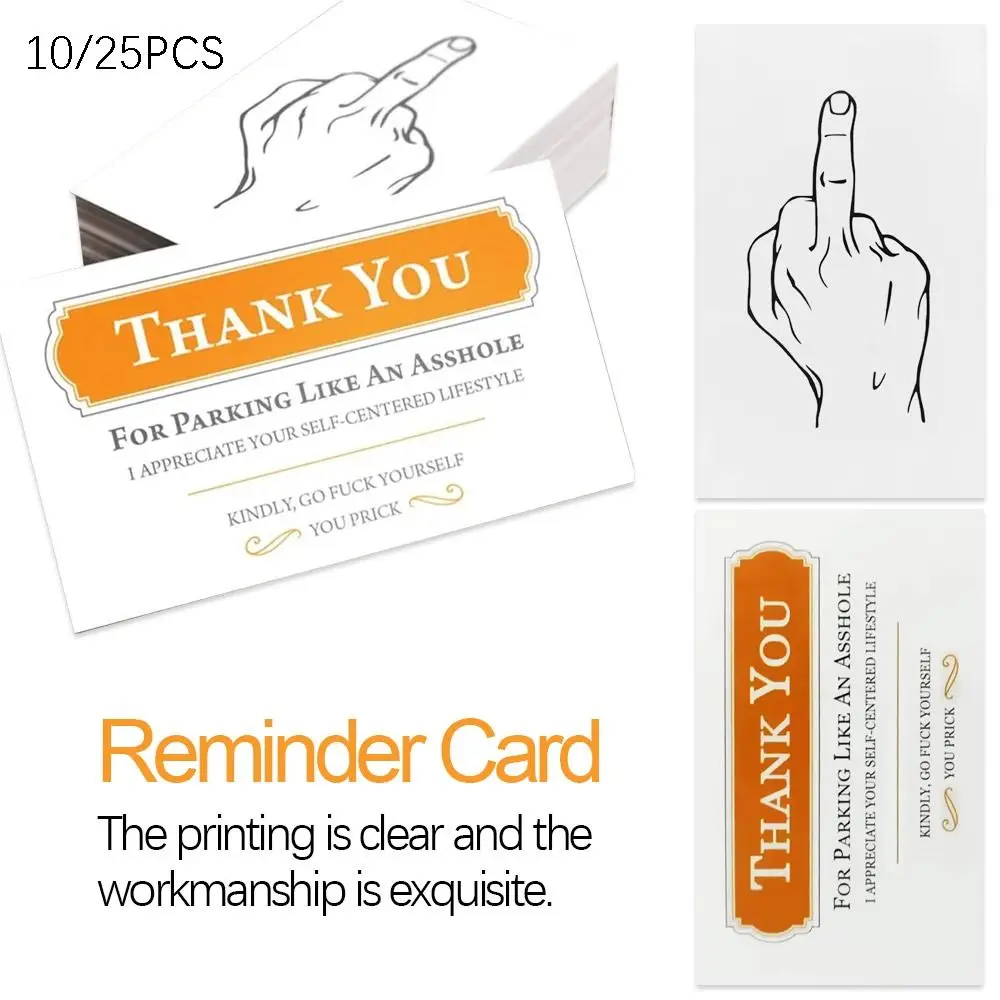 Gift Simplicity Middle Finger Card Illegal Parking Reminder Card Bad ...