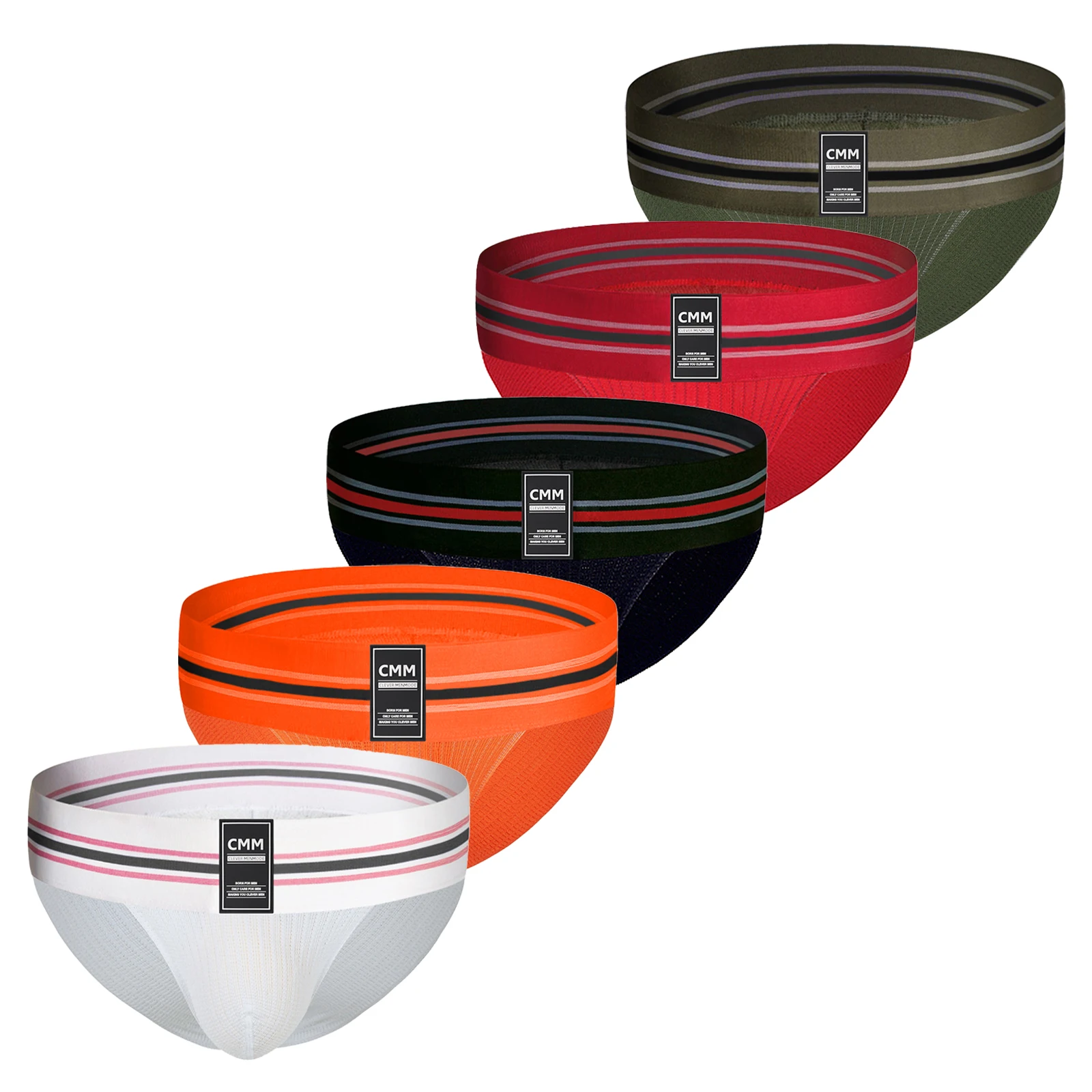 CLEVER-MENMODE 5pcs Sexy Men Underwear Briefs Mesh Cotton Penis Pouch Underpants Elastic Panties ...