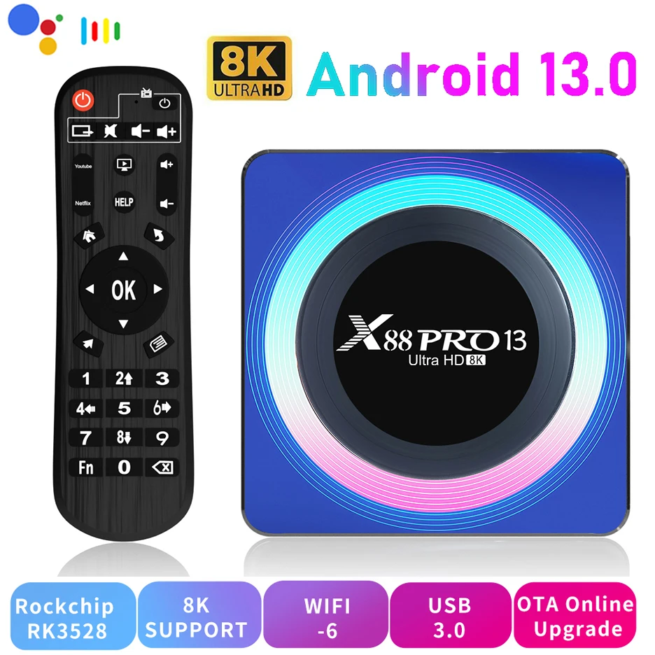 X88Pro-13-Smart-TV-Box-Android-13-RK3528-WIFI-6-Support-8K-HD-Bluetooth ...
