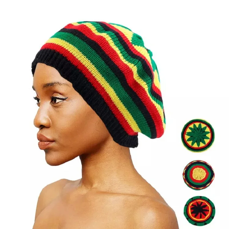 New-Jamaican-Reggae-Baggy-woolen-knitted-Hat-Autumn-Winter-Warm-Rainbow ...
