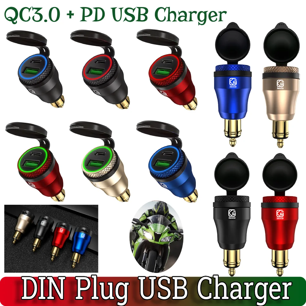 DIN Hella plug to Quick Charge USB Charger Adapter Aluminum Alloy 3.0 ...