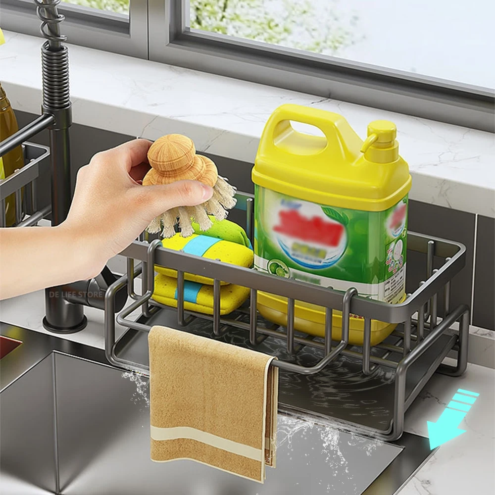 Self-draining Sink Shelf Stainless Steel Kitchen Sink Drain Rack Soap ...