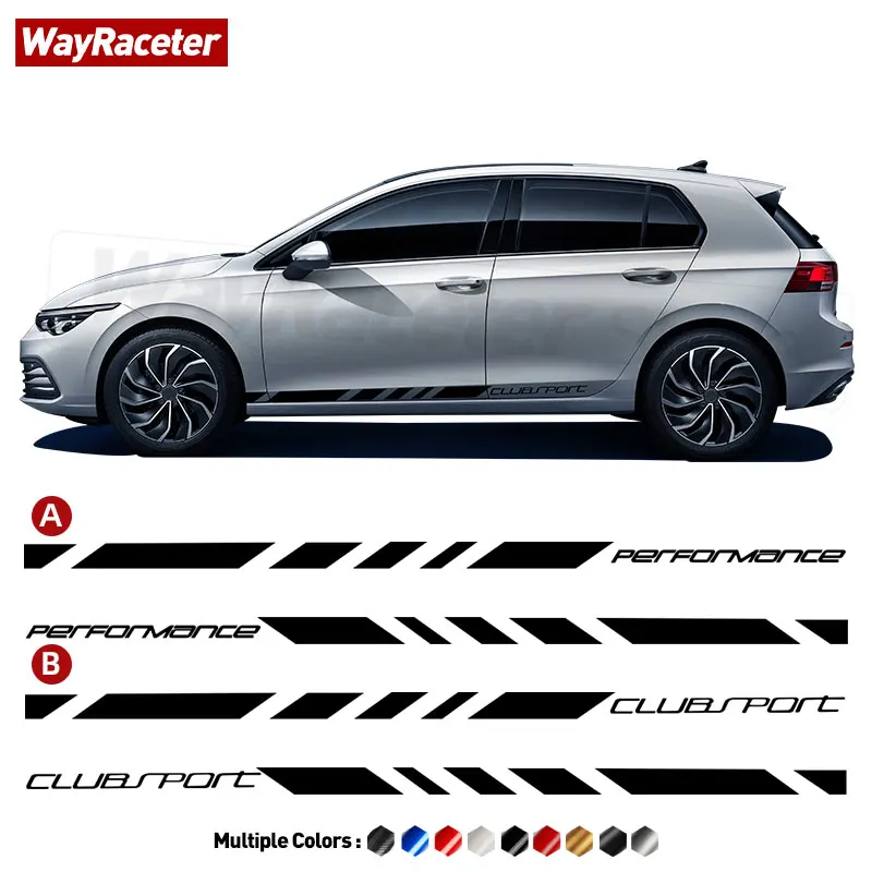 2 Pcs GTI Clubsport & Performance Styling Door Side Stripes Sitcker For ...