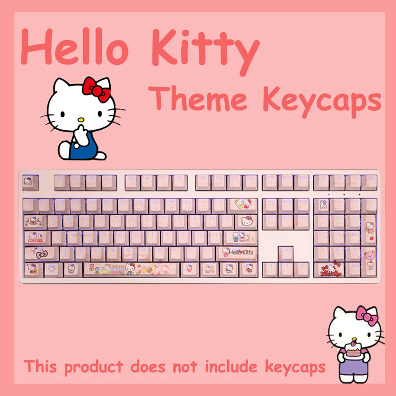 Sanrio-Kawaii-Hello-Kitty-Keycaps-Cartoon-PBT-Mechanical-Keyboard-Key ...
