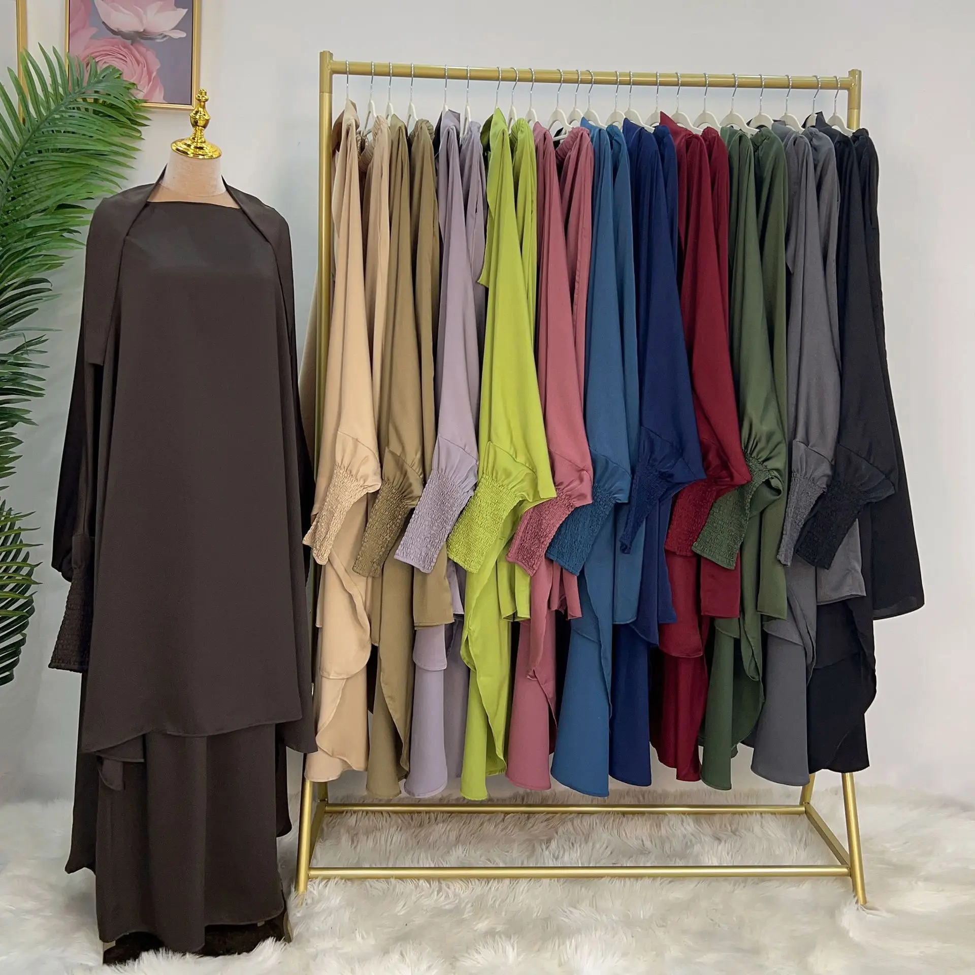 Jilbab-2-Piece-Set-Silky-Satin-Prayer-Clothes-Women-Islam-Khimar-Hijab ...