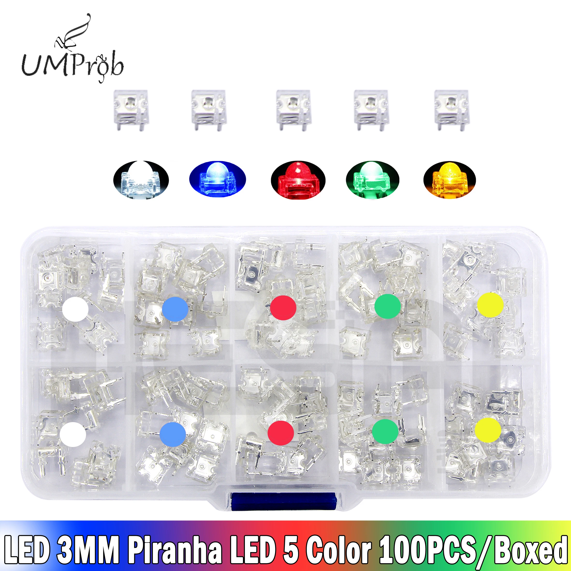Led de alta qualidade 3mm piranha led branco vermelho verde azul ...