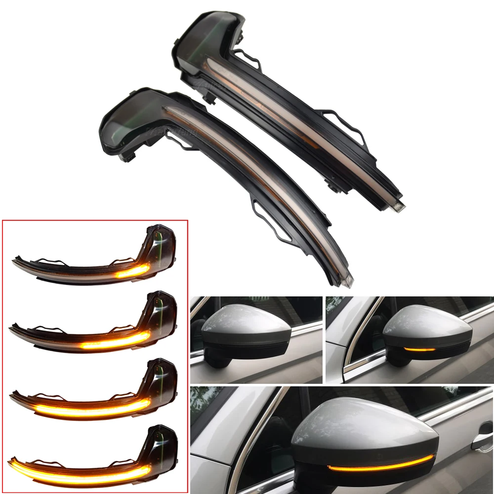 2pcs LED Dynamic Turn Signal Light Side Wing Rearview Mirror Indicator Sequential Lamp For VW ...