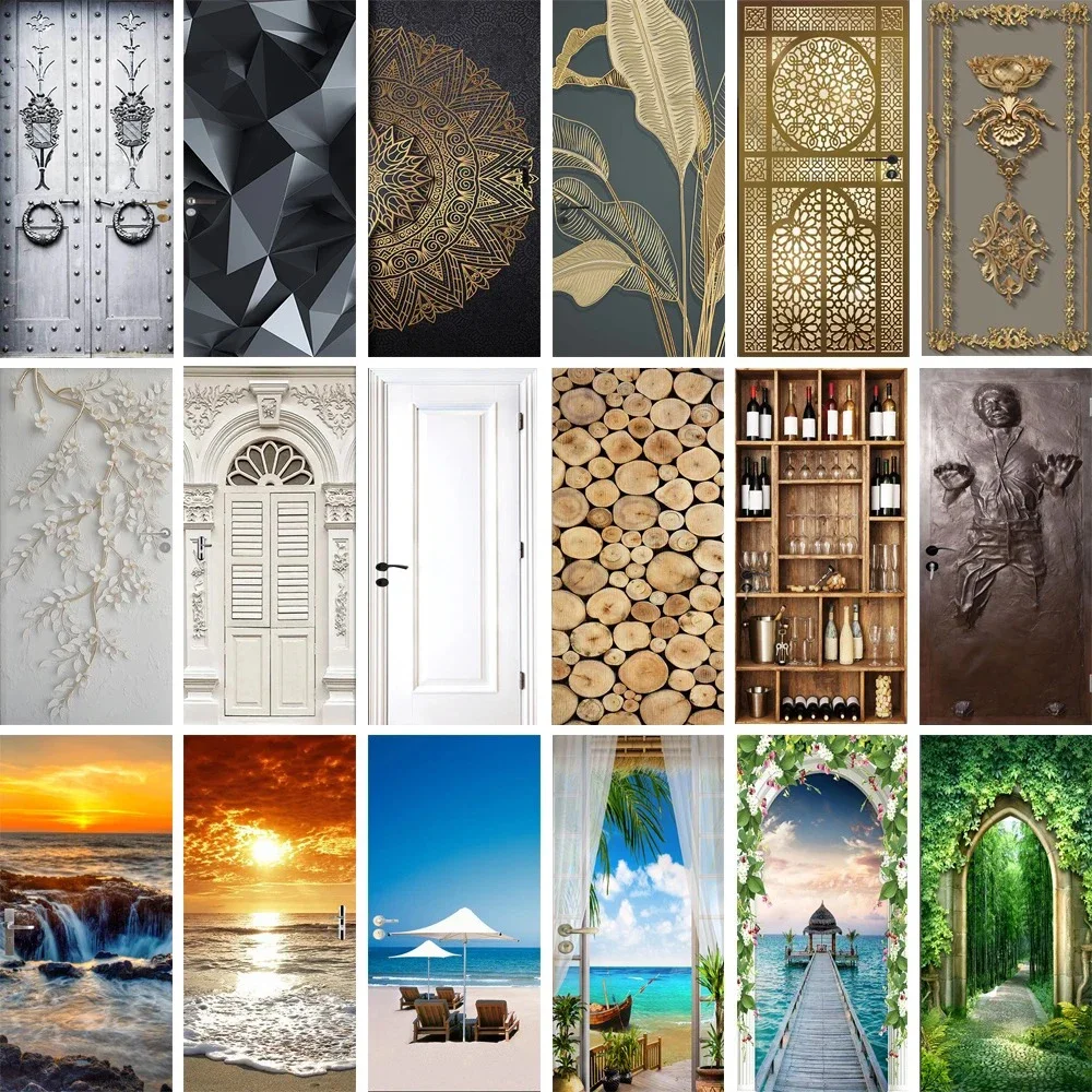 Multi-Style-3D-Door-Stickers-Self-Adhesive-PVC-Poster-for-Whole-Door ...