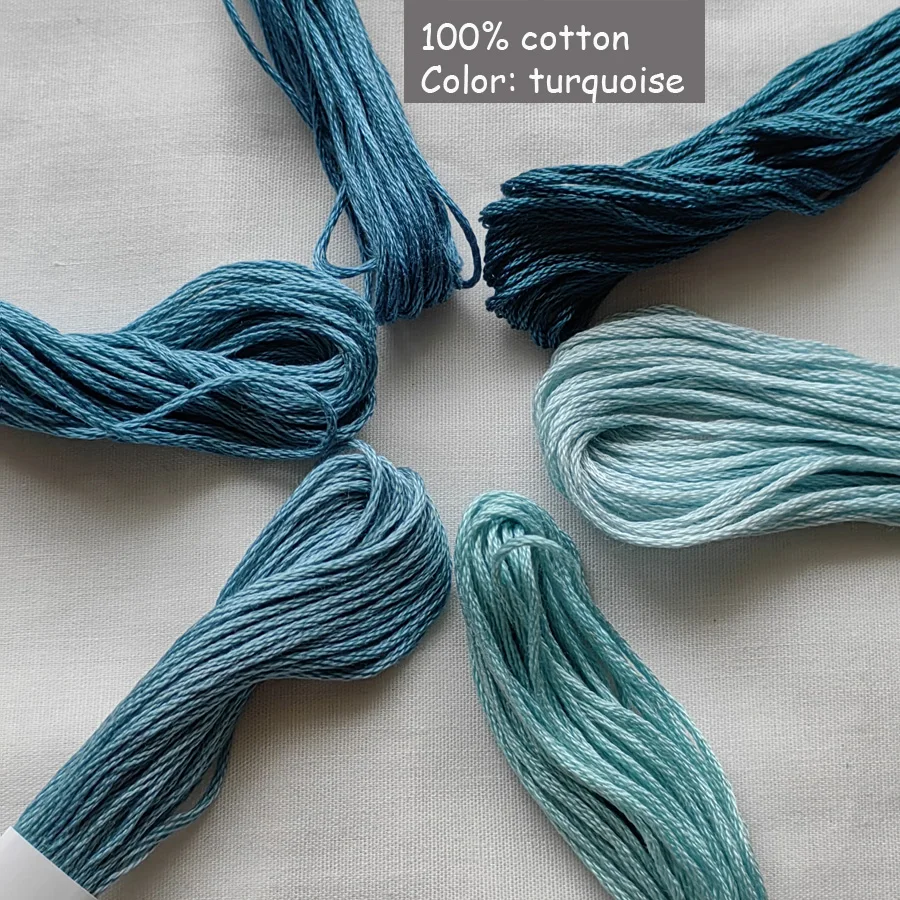 Cross Stitch Embroidery Cotton Thread Yarn Floss Turquoise Blue 3846 ...