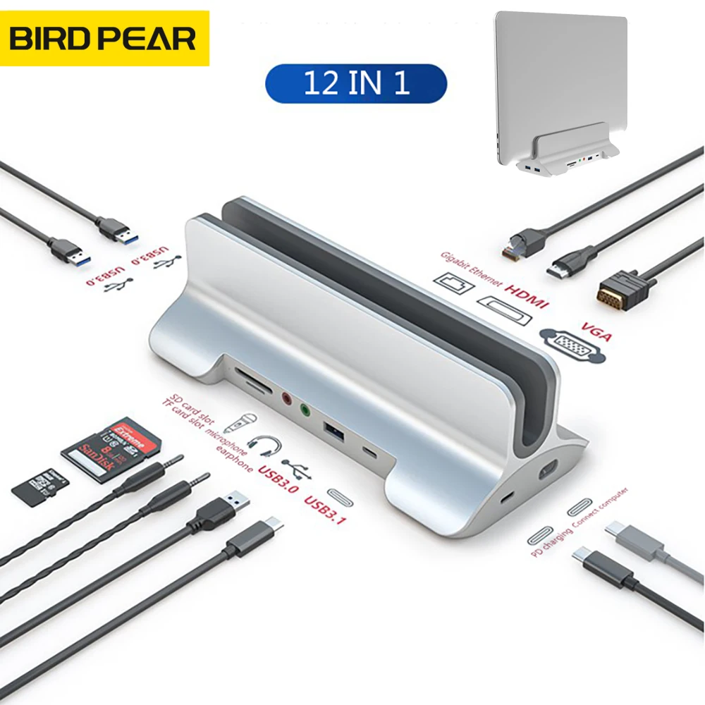 12-in-1-USB-C-Docking-Station-Vertical-Laptop-Stand-HDMI-Compatible-4K ...