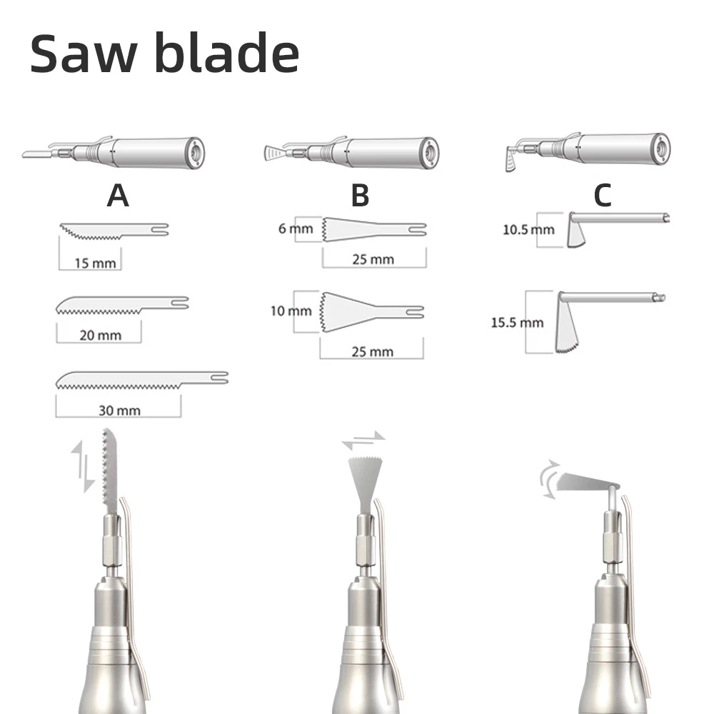 Dental Saw Blades For Dental Reduction Handpiece Surgical Bone Cutting 1.8mm Reciprocating ...