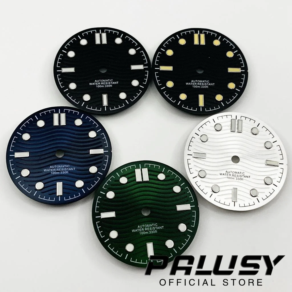 31mm-Black-White-Blue-Green-Watch-Dial-Luminous-Watch-Faces-for-Fit ...