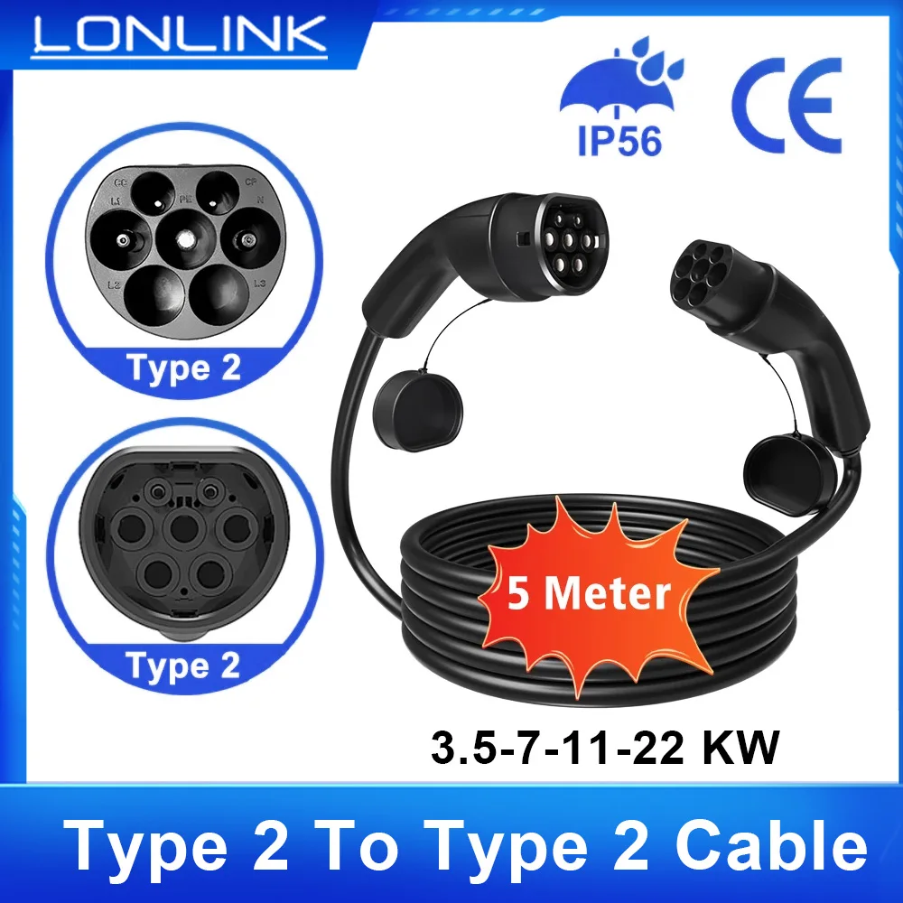 LONLINK-Type2-To-Type2-Ev-Charging-Cable-3Phase-16-32A-Female-To-Male ...