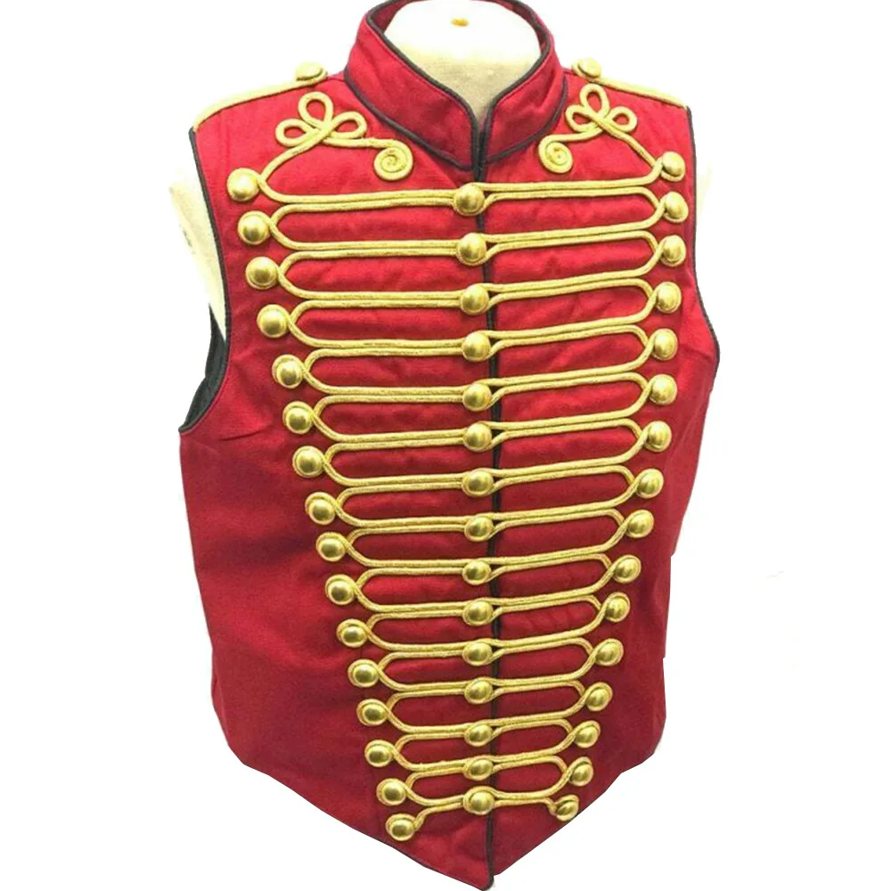 Adult-Cosplay-Rock-Band-Red-Suede-Jacket-Punk-Military-Drummer ...