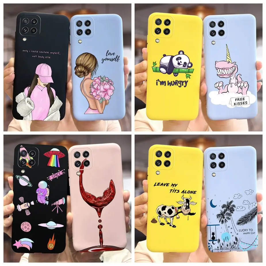 For Samsung Galaxy M32 Case SM-M325F Stylish Painted Soft Silicone ...