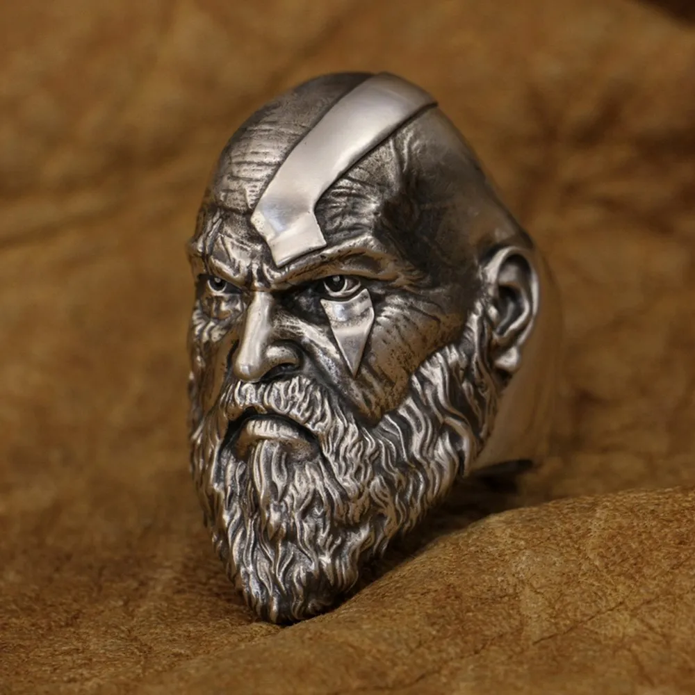 LINSION-God-Of-War-Kratos-Ring-925-Sterling-Silver-Mens-Punk-Ring-TA313 ...