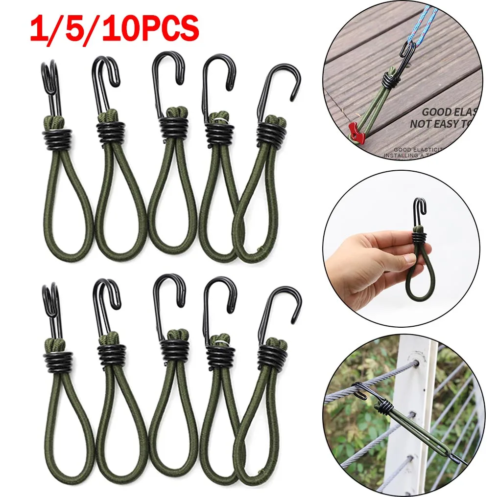 1-10Pcs-15cm-Elastic-Tent-Bungee-Rope-With-Hook-Camping-Canopy-Luggage ...
