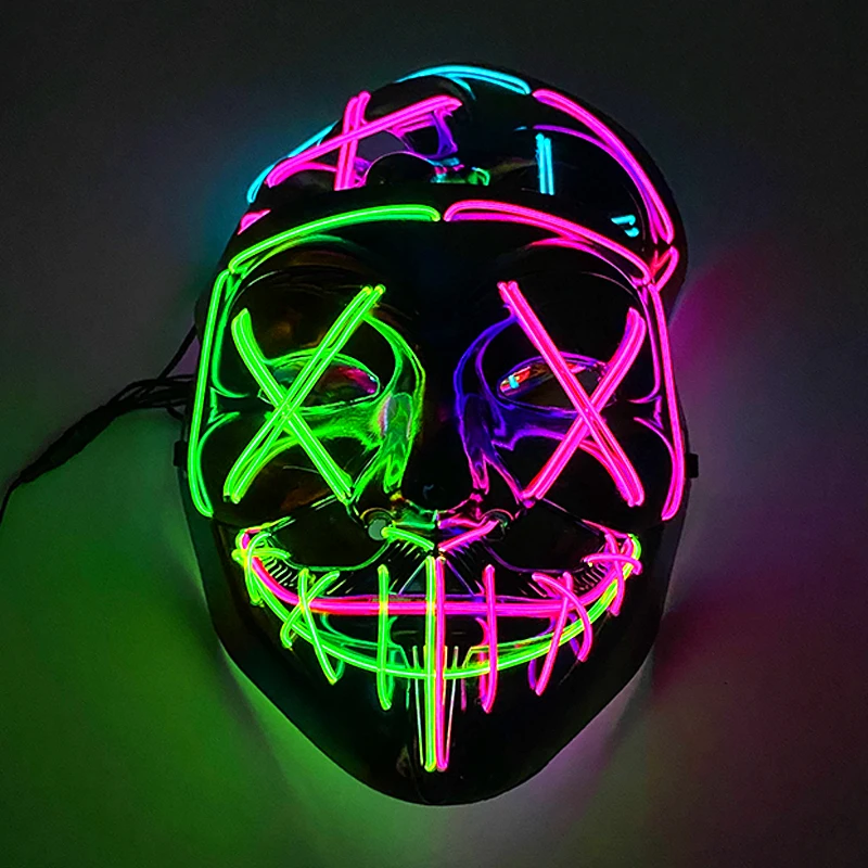 New Led Light Up Party Mask Halloween Neon Mask Masque Masquerade Masks ...