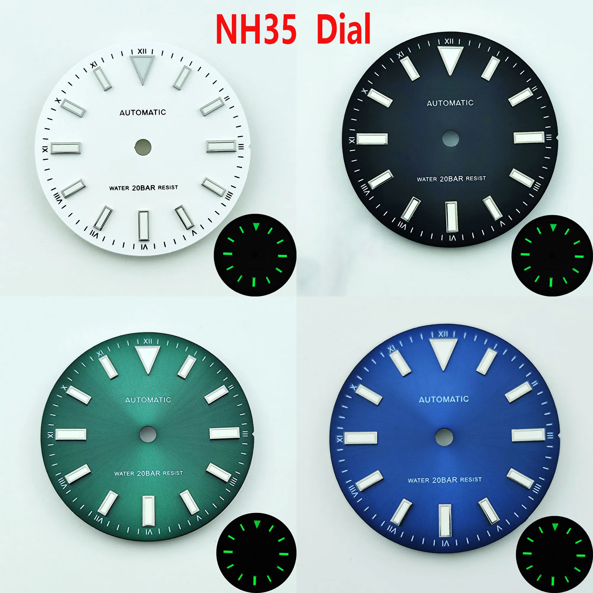NH35-dial-NH36-dial-Watch-dial-S-dial-Men-watch-Green-Luminous-Suitable ...