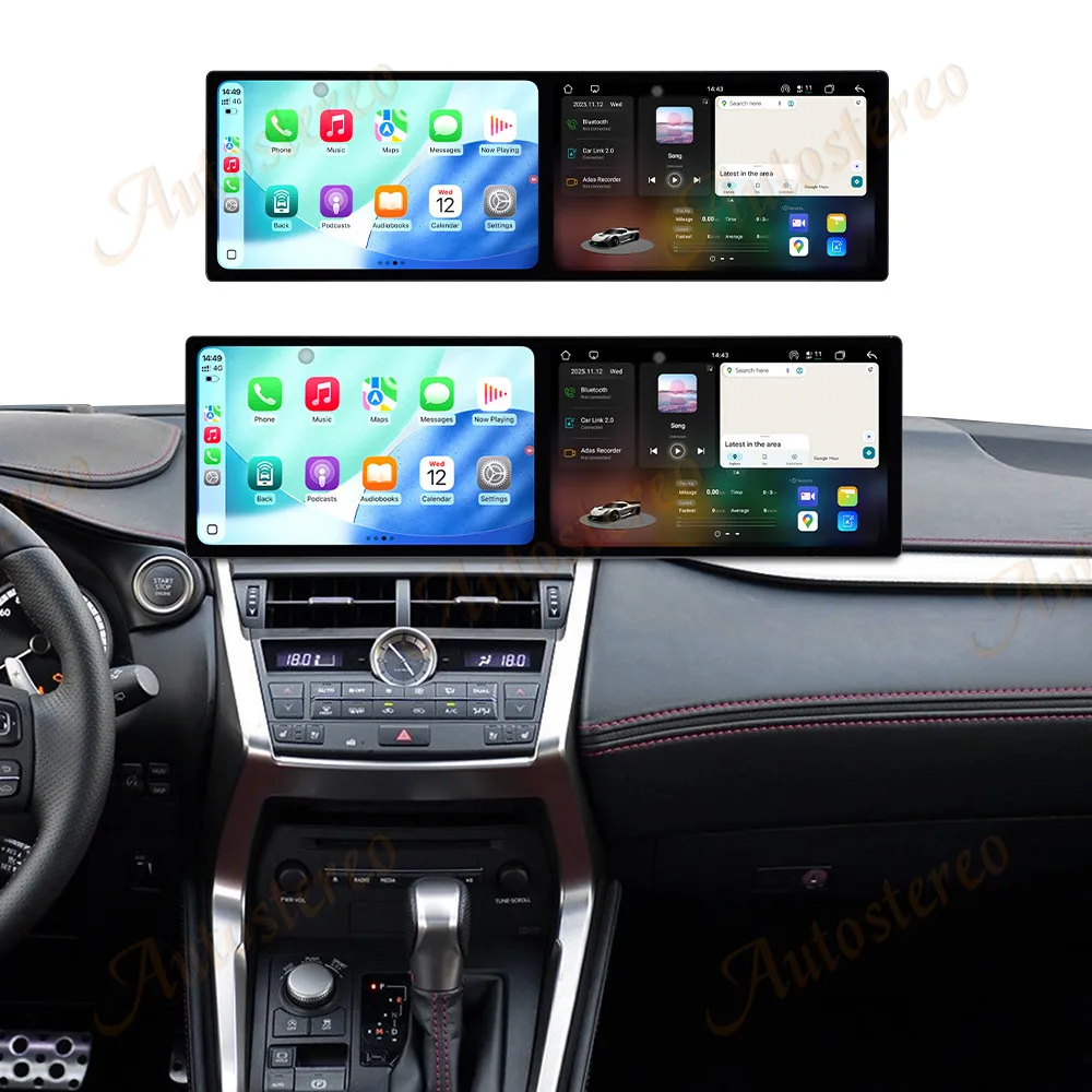 Dual 10.1 inch Screen Car GPS Android 15 Navigation For LEXUS NX 2013 ...